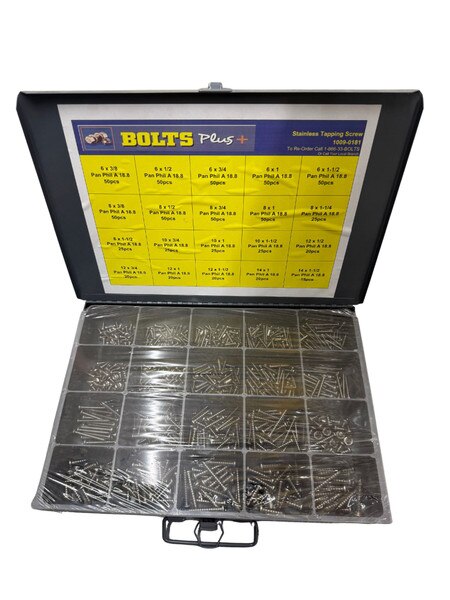 STAINLESS TAPPING SCREW TRAY ASSORTMENT | Bolts Plus Inc.