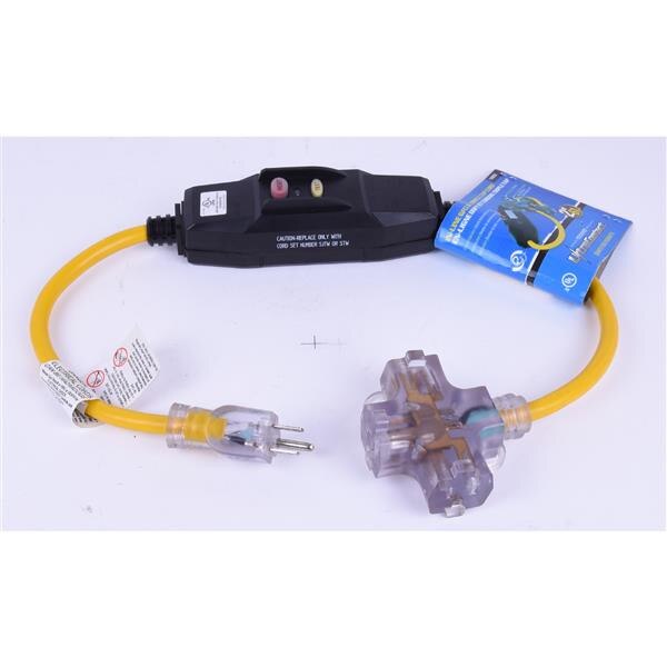 TRIPLE PLUG 2FT TAP ADAPTOR-GFCI | Bolts Plus Inc.