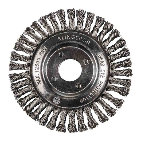 6 X 5/8-11 TWIST KNOT STRING WIRE WHEEL .020 STEEL | Bolts Plus Inc.