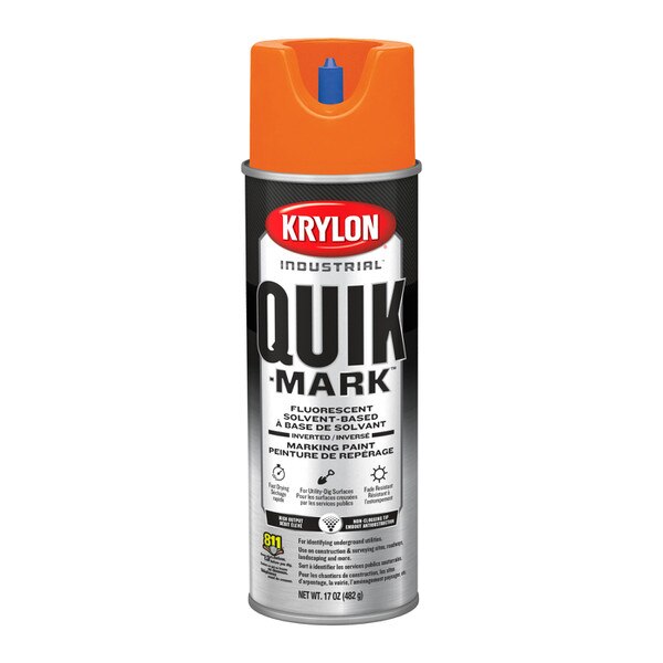 ORANGE KRYLON INVERTED MARKING PAINT SOLVENT-BASED 482G FLUORESCENT ...