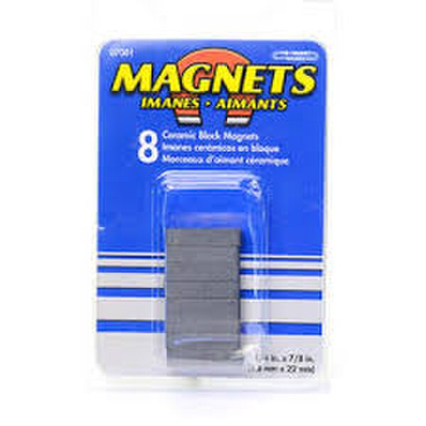 3/16 X 1/4 X 7/8 CERAMIC BLOCK MAGNET 8/PK | Bolts Plus Inc.