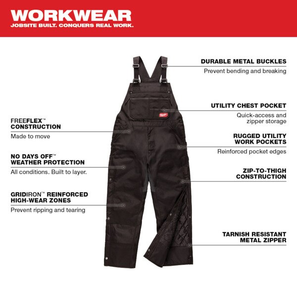 MILWAUKEE GRIDIRON ZIP-TO-THIGH BIB OVERALL | Bolts Plus Inc.