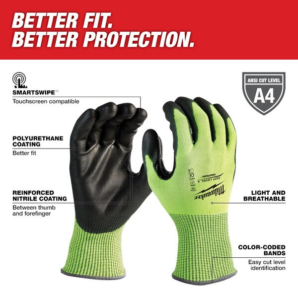 2XL CUT 4 HIGH VIS GLOVES | Bolts Plus Inc