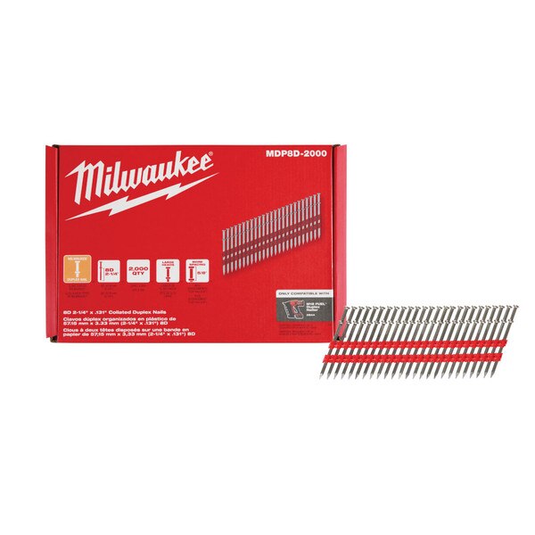 Milwaukee® 8D 2-1/4” x .131” Collated Duplex Nails | MIL-MDP8D-2000 ...