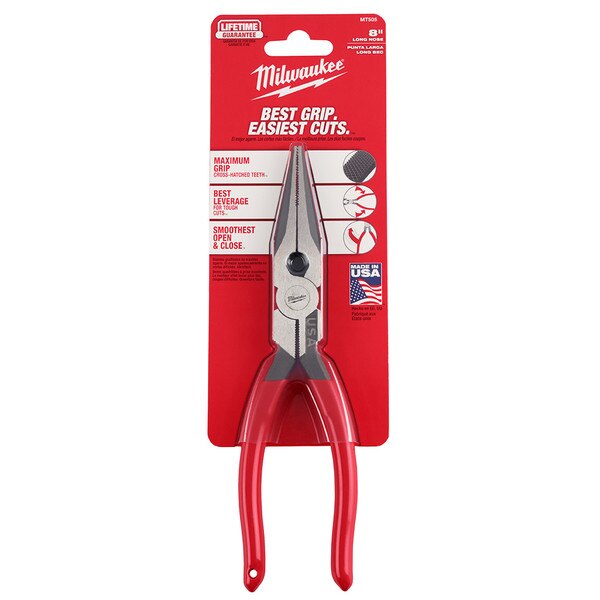 8" LONG NOSE DIPPED GRIP PLIERS USA | Bolts Plus Inc.