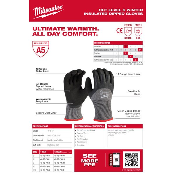 Milwaukee Winter Insulated Cut 5 Gloves | Bolts Plus Inc.