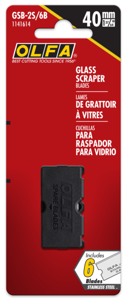 OLFA 40MM GSB-2S/6B STAINLESS STEEL GLASS SCRAPER BLADES 6PK | Bolts ...